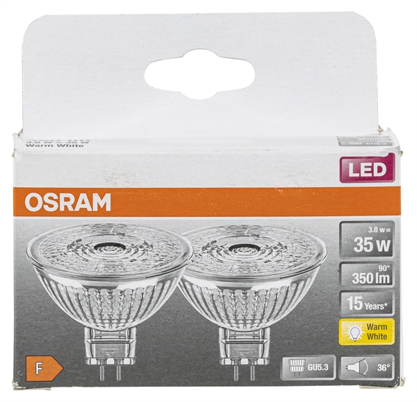 OSRAM SPOT LED OSRAM STAR MR16 WARM WIT GU5.3 3,8W 2 STUKS test en ...
