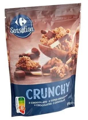 CARREFOUR SENSATION Crunchy 3 types Chocolade gezondheidsscore ...